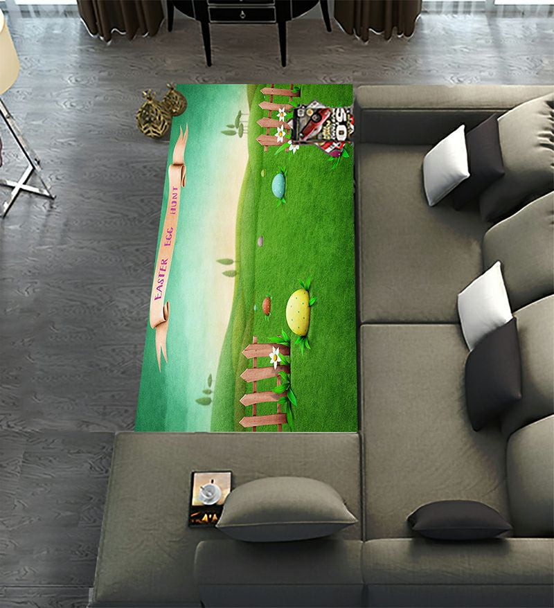 ABPHQTO Green Rustic Landscape Easter Eggs Runner Rug 3.3 x 7ft Long ...