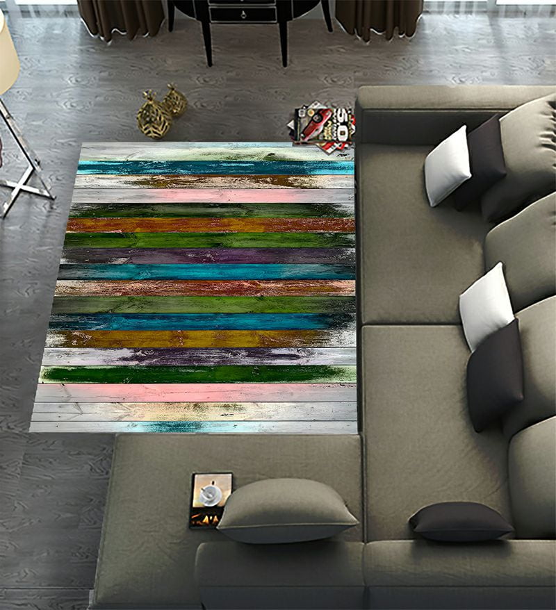ABPHQTO Grungy Wood Area Rugs 6 x 8ft Floor Carpet Mat for Living ...