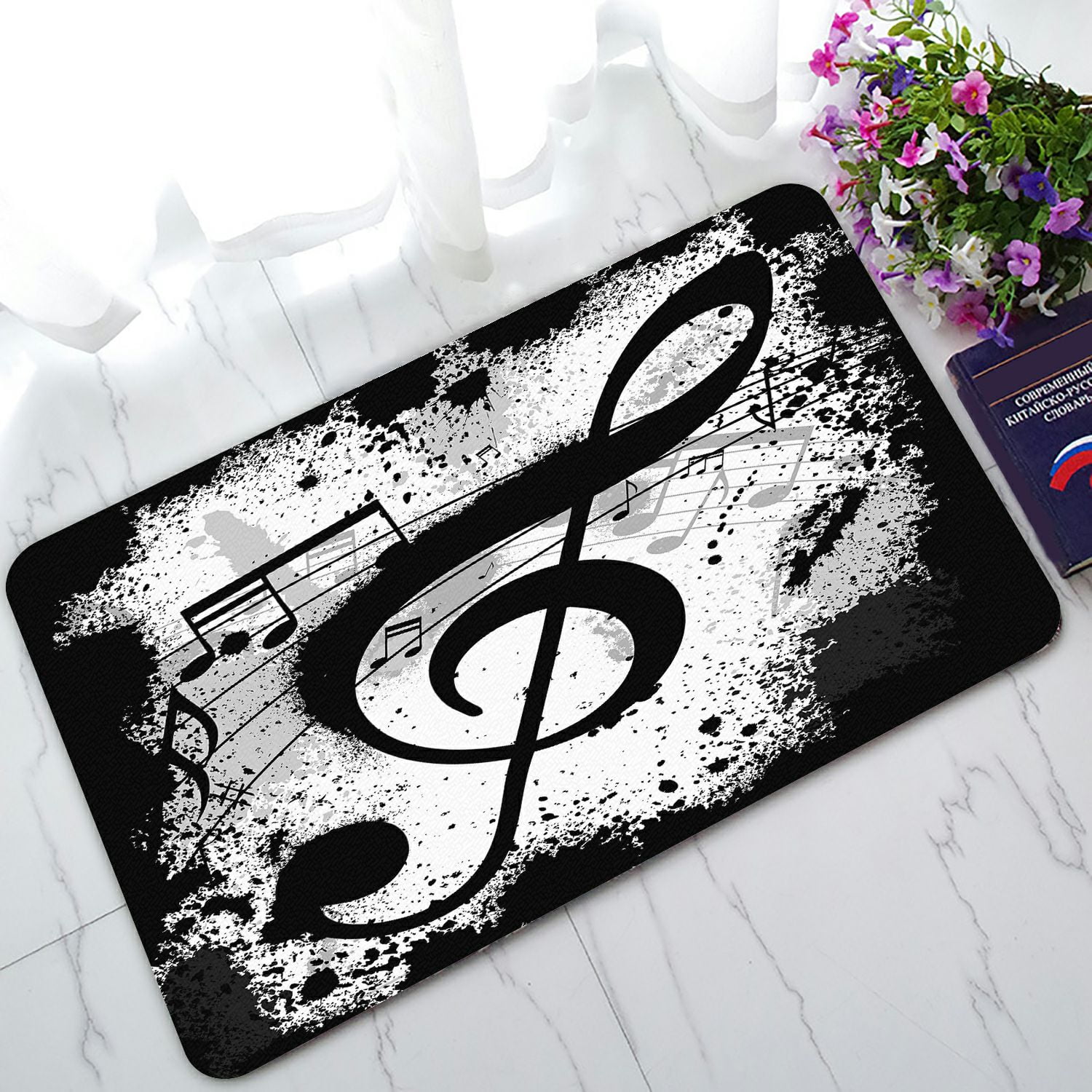 ABPHQTO Gunge Black Music Notes Doormat Entrance Rug Area Rug Floor Mat ...