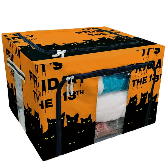 ABPHQTO Halloween Black Cats Friday 13 Storage Bag Clear Window Storage ...
