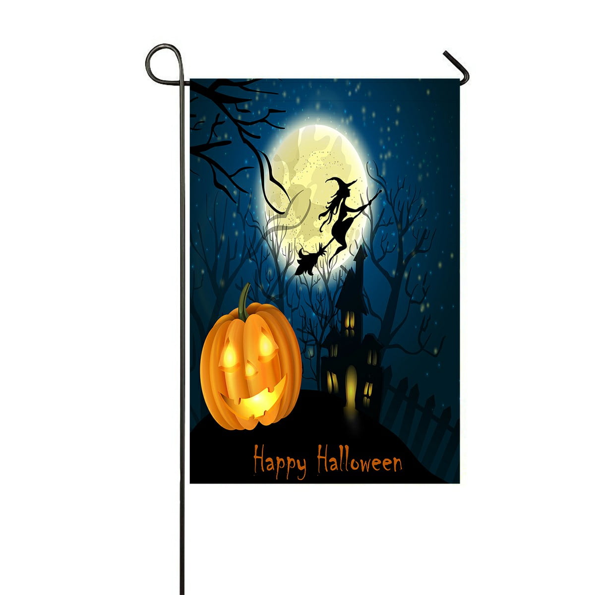 ABPHQTO Halloween Witch Full Moon Home Outdoor Garden Flag House Banner ...