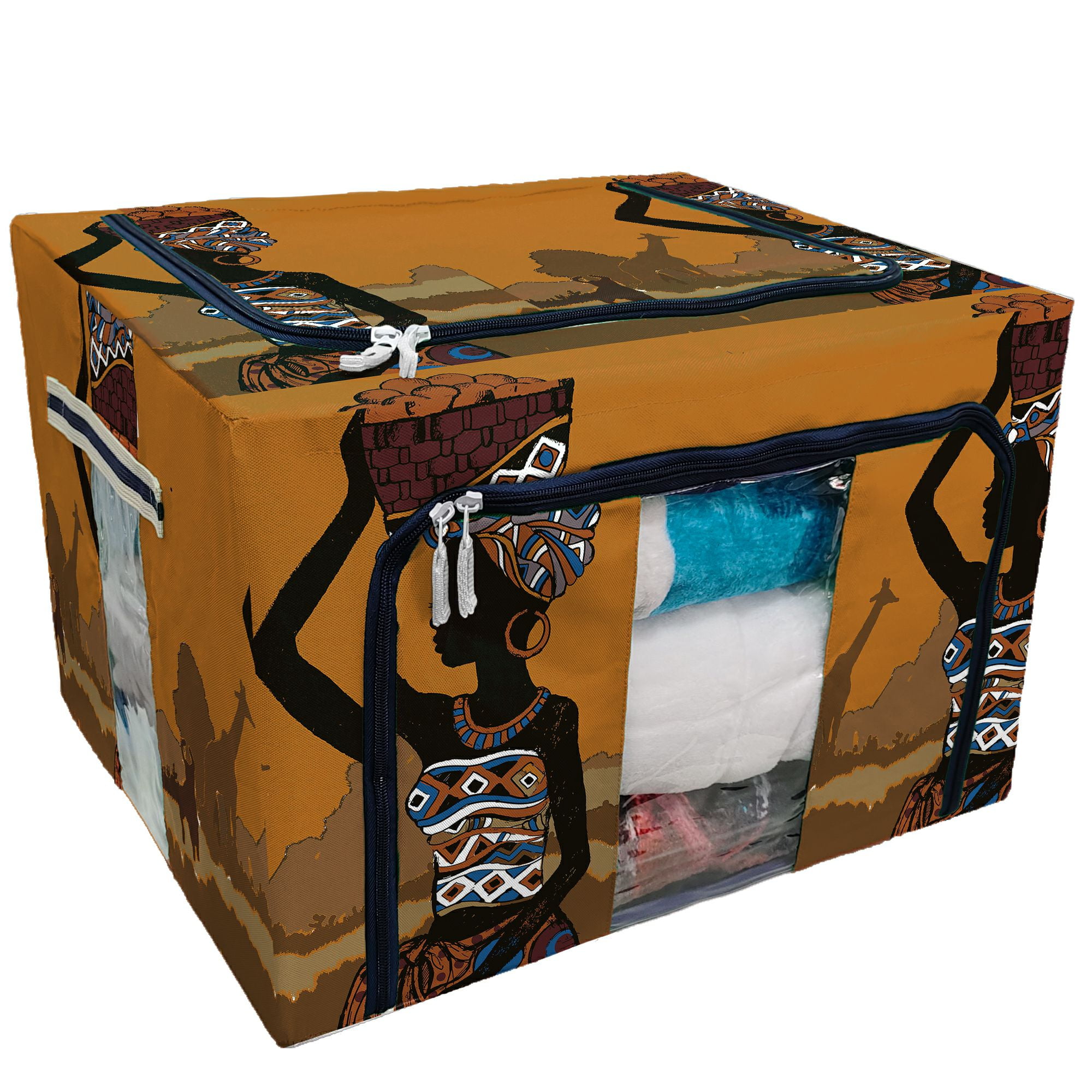 ABPHQTO Hand Drawn Beautiful Black African Woman Storage Bag Clear ...