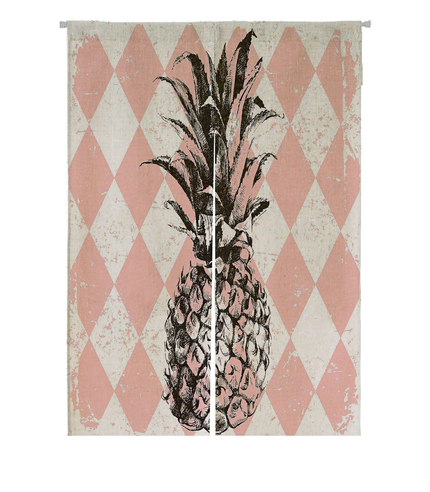 ABPHQTO Hand Drawn Pineapple Rhombus Japanese Noren Curtain Doorway ...