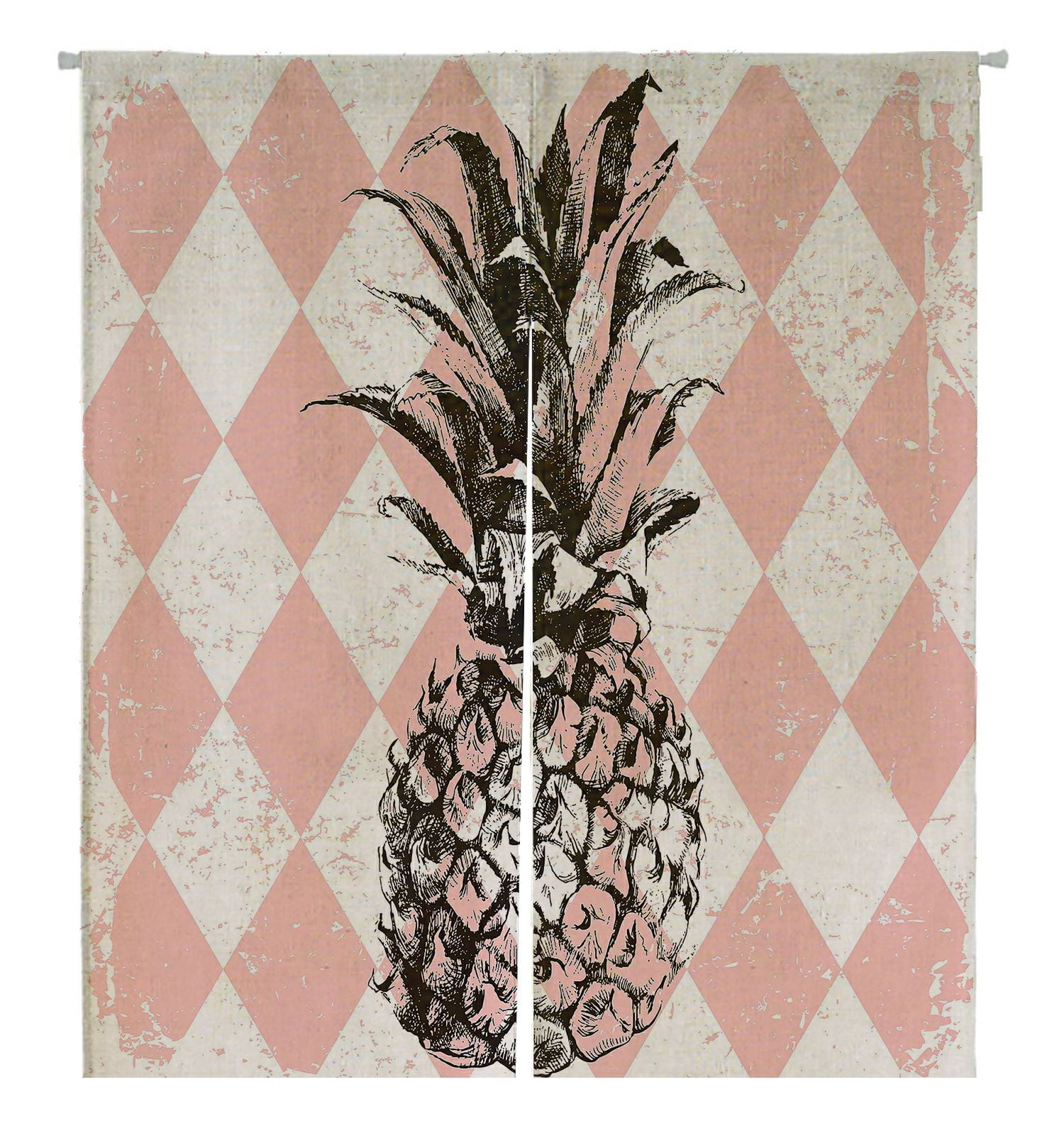 ABPHQTO Hand Drawn Pineapple Rhombus Japanese Noren Curtain Doorway ...