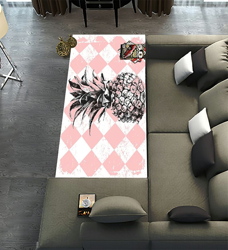 ABPHQTO Hand Drawn Pineapple Rhombus Runner Rug 3.3 x 7ft Long Area Rug ...