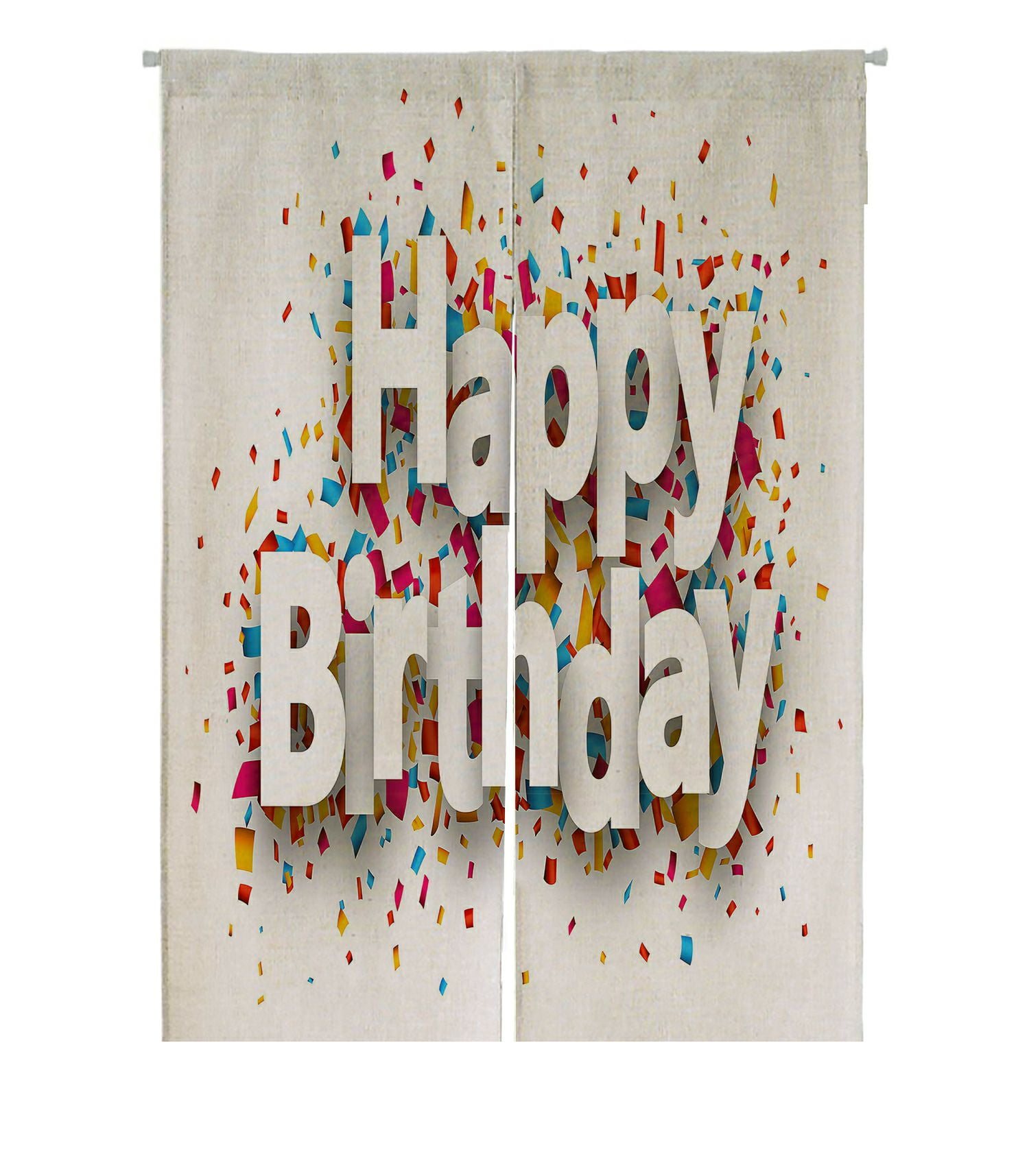 ABPHQTO Happy Birthday Paper Sign Over Confetti Holiday Japanese Noren ...