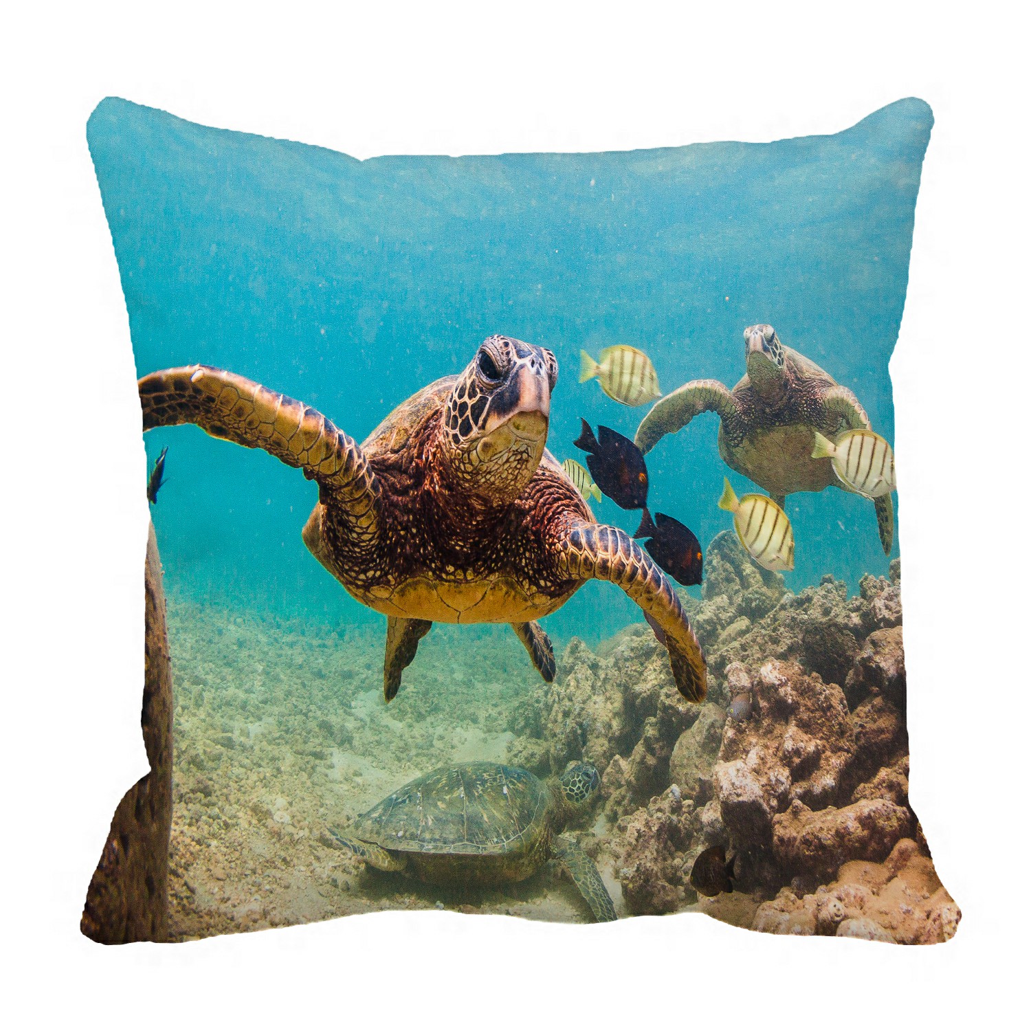 ABPHQTO Hawaiian Green Sea Turtle Cruises In The Warm Waters Pillow ...