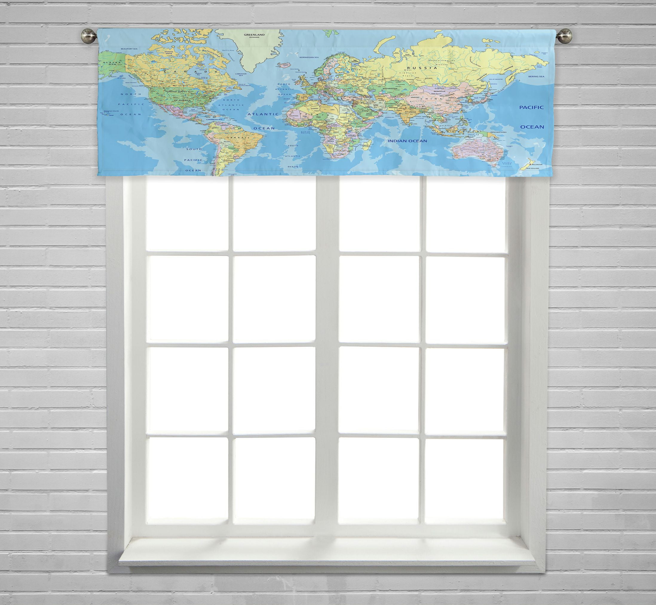 ABPHQTO Highly Detailed Political World Map Labeling Window Curtain ...