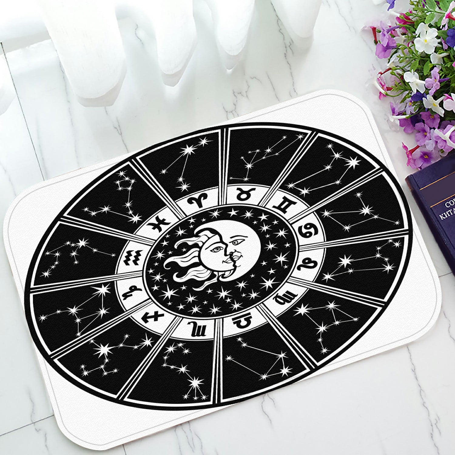 ABPHQTO Horoscope Circle Zodiac Constellations Sun Moon Doormat ...