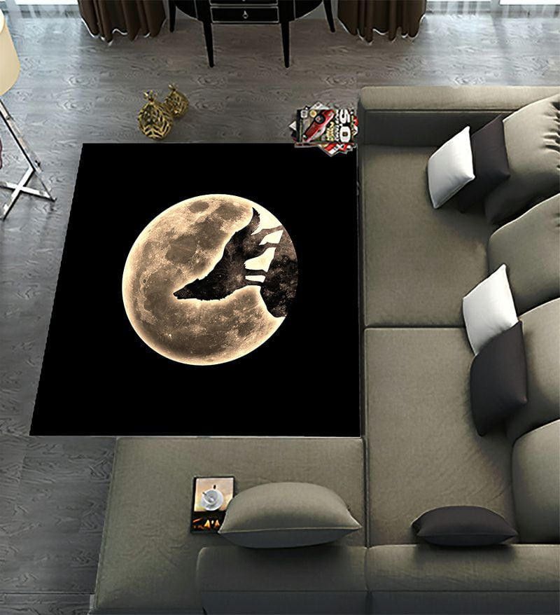 ABPHQTO Howling Wolf Full Moon Area Rugs 3 x 5ft Floor Carpet Mat for ...