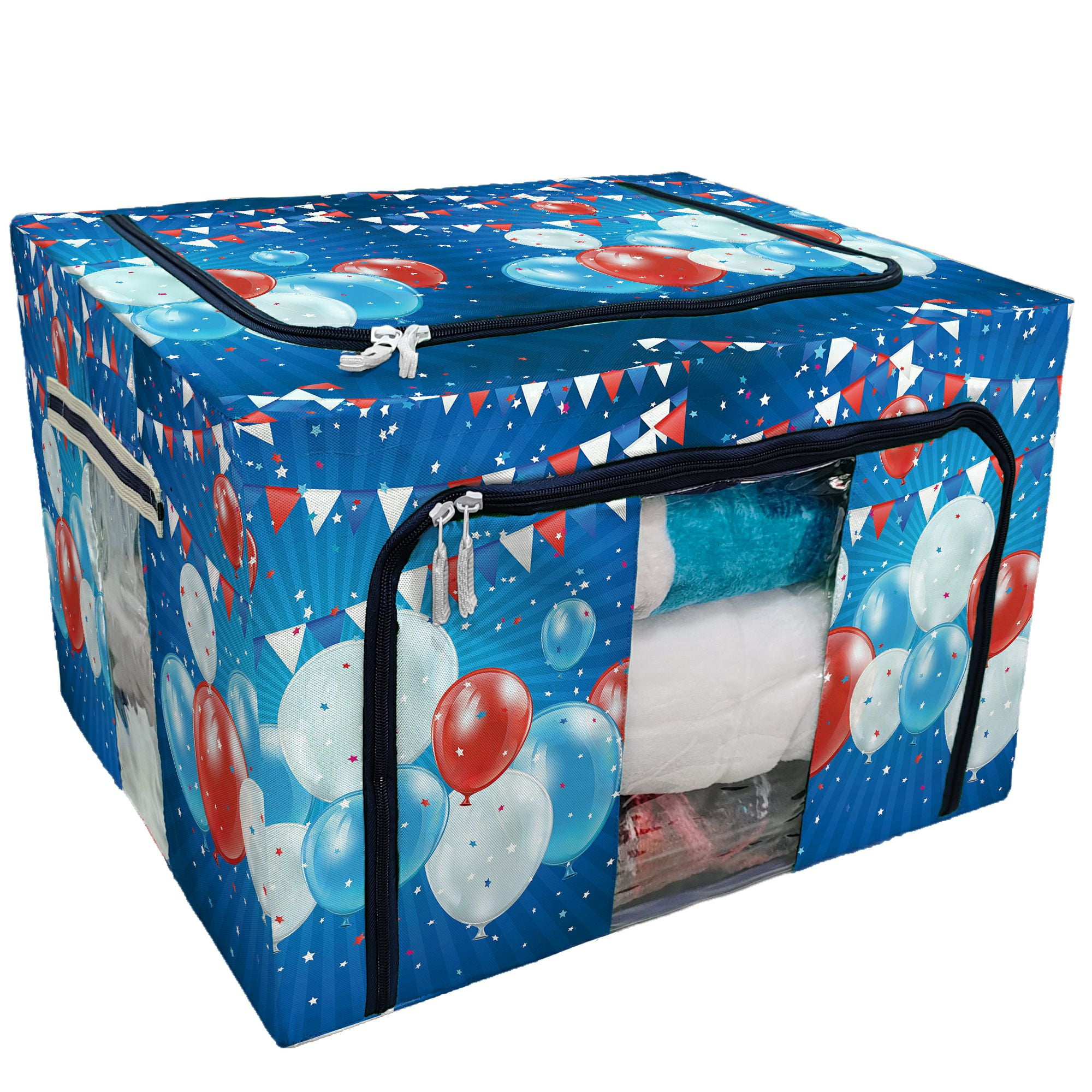 ABPHQTO Independence Day Blue Balloons Pennants Confetti Storage Bag ...
