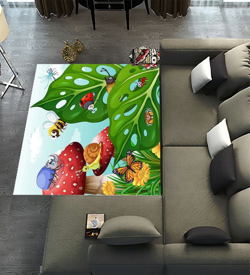 ABPHQTO Insects Flying In The Garden Area Rugs 5 x 7ft Floor Carpet Mat ...
