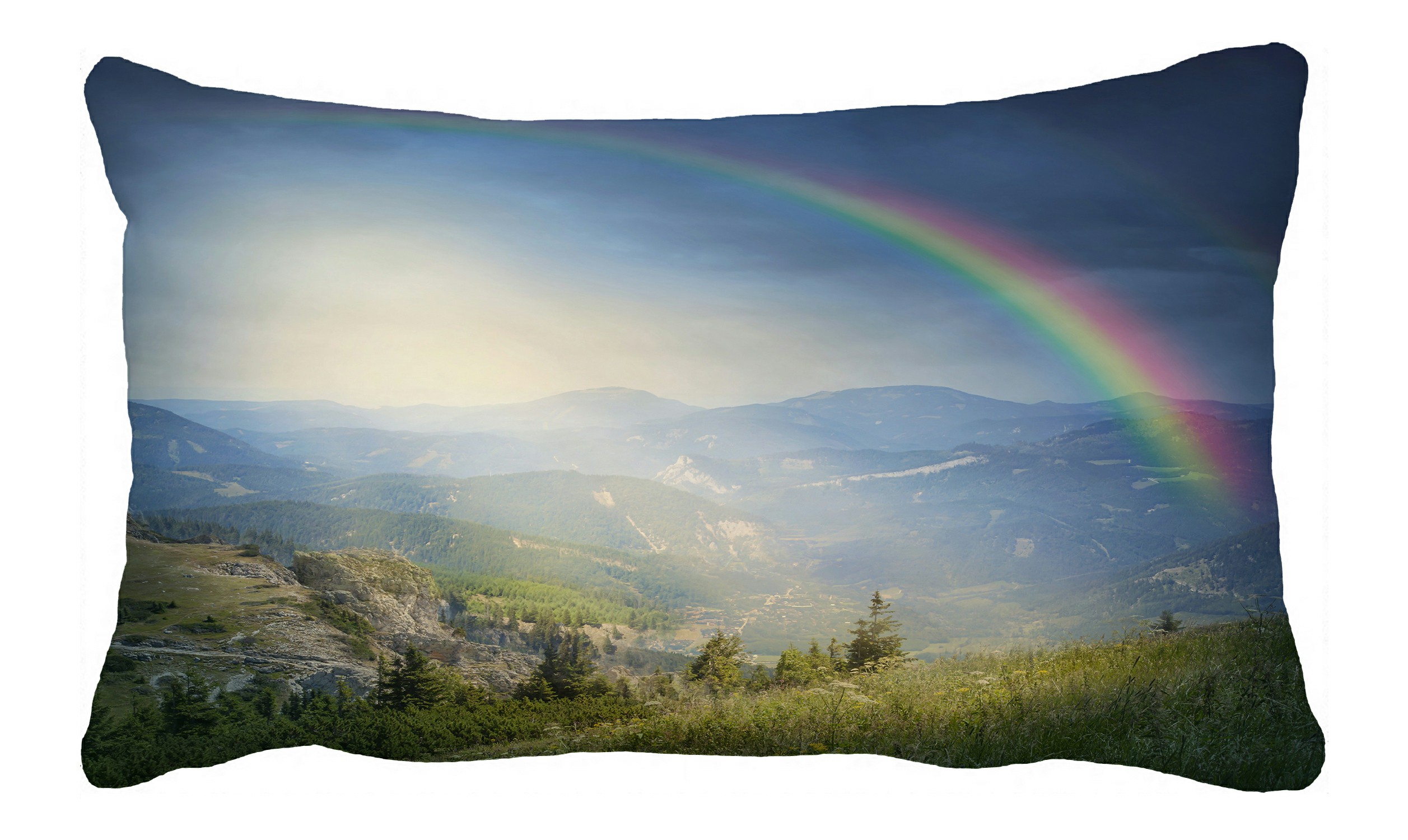 ABPHQTO Landscape With Rainbow And Clouds Pillow Case Pillow Cover ...