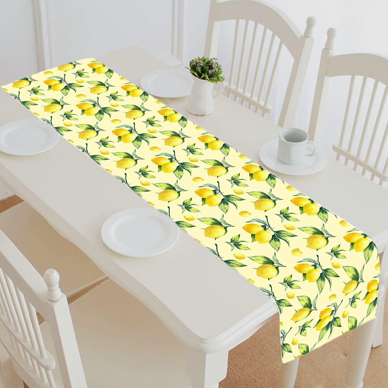 ABPHQTO Lemon Yellow Table Runner Placemat Tablecloth For Home Decor ...
