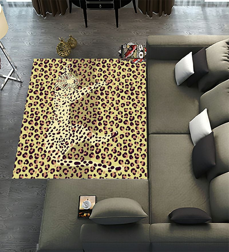 ABPHQTO Leopard Print Silhouette Of The Leopard Area Rugs 3 x 4ft Floor ...