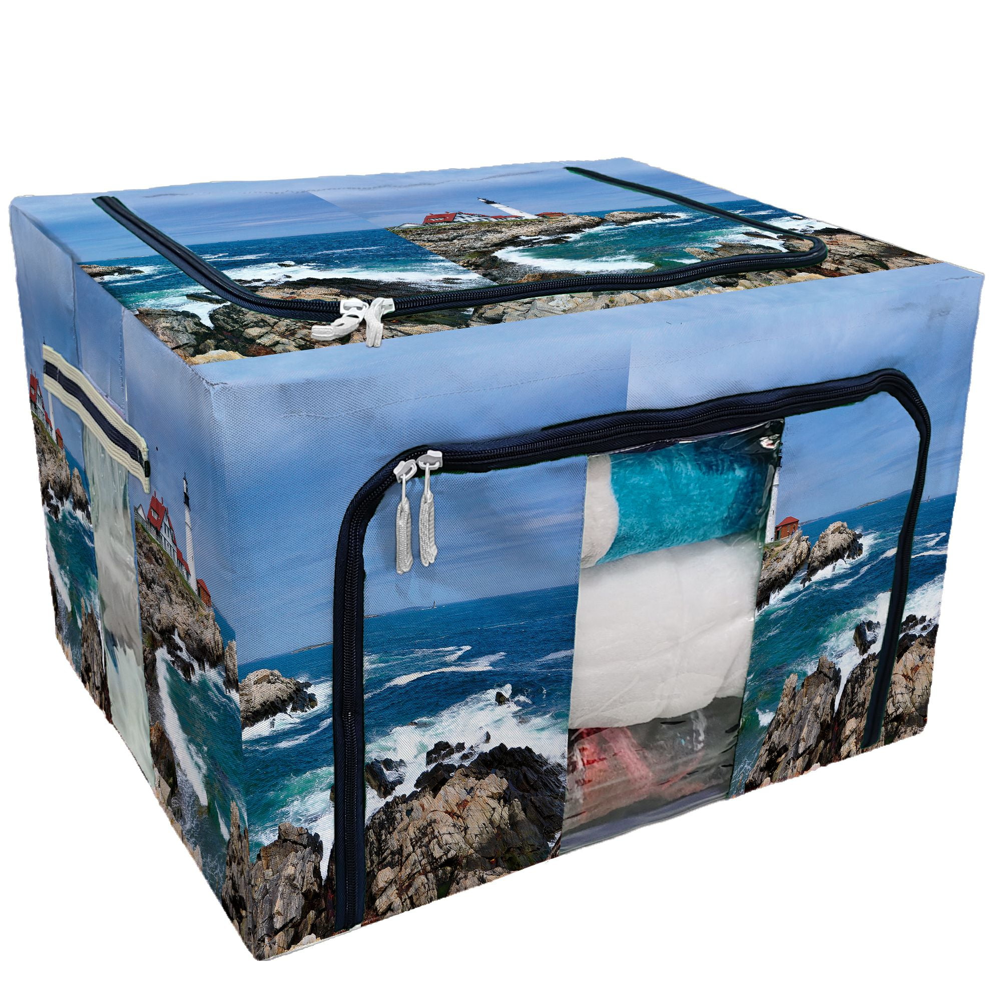 ABPHQTO Lighthouse Ocean Storage Bag Clear Window Storage Bins Boxes ...
