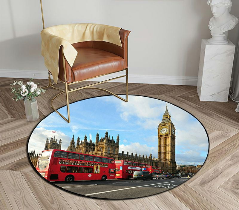 ABPHQTO London Buses With Big Ben London England Round Area Rugs ...