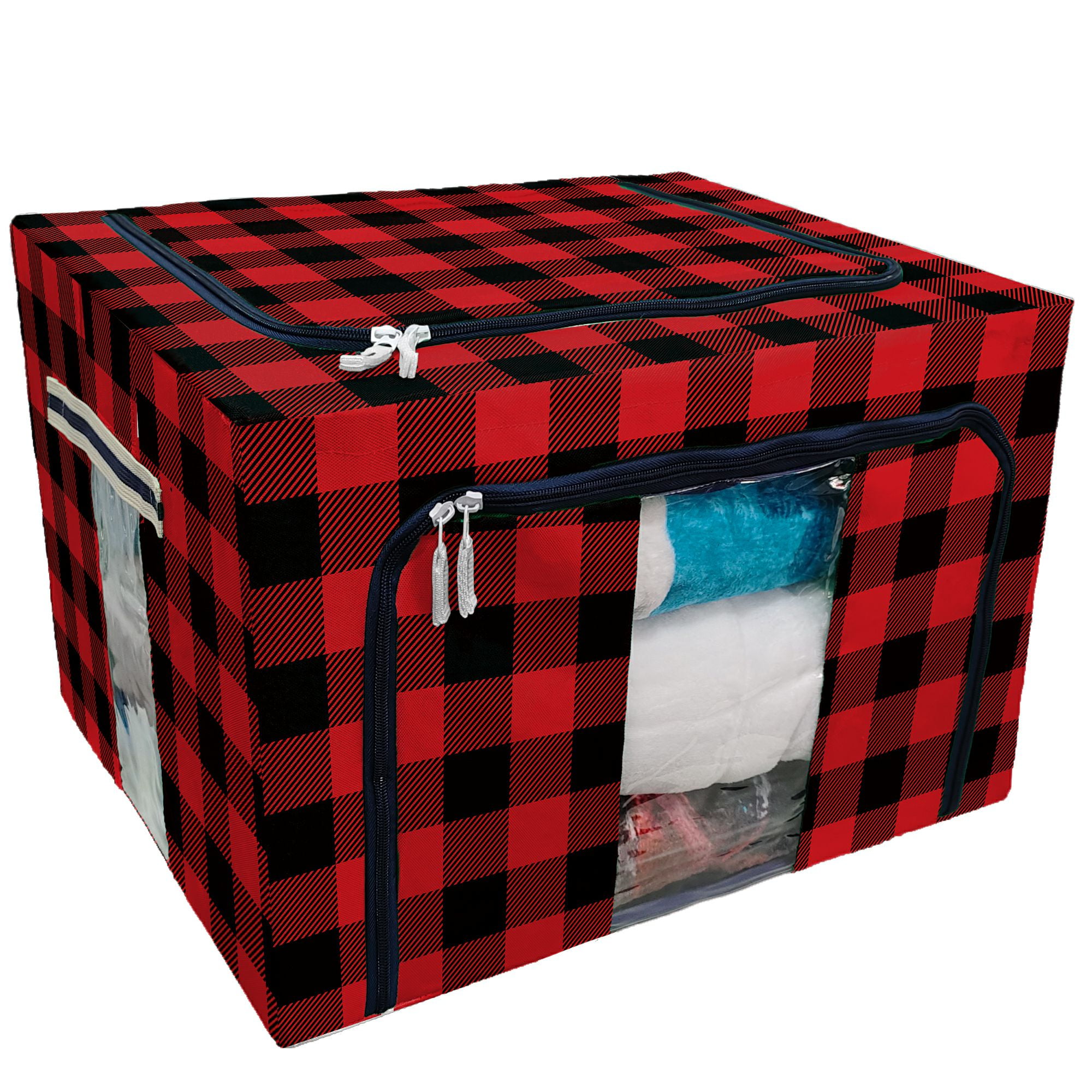ABPHQTO Lumberjack Pattern Moving Black And Red Cells Storage Bag Clear ...
