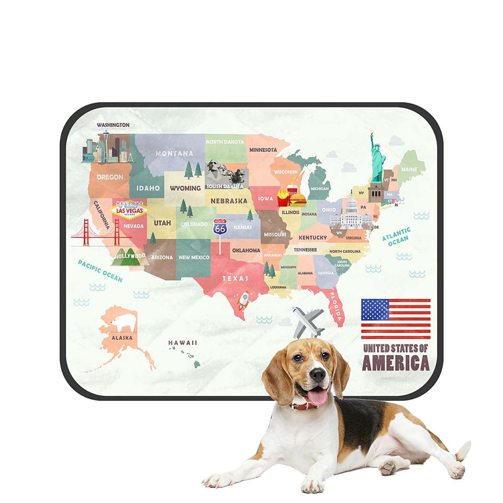 ABPHQTO Map Of The United States Of America With Famous Attractions Pet ...