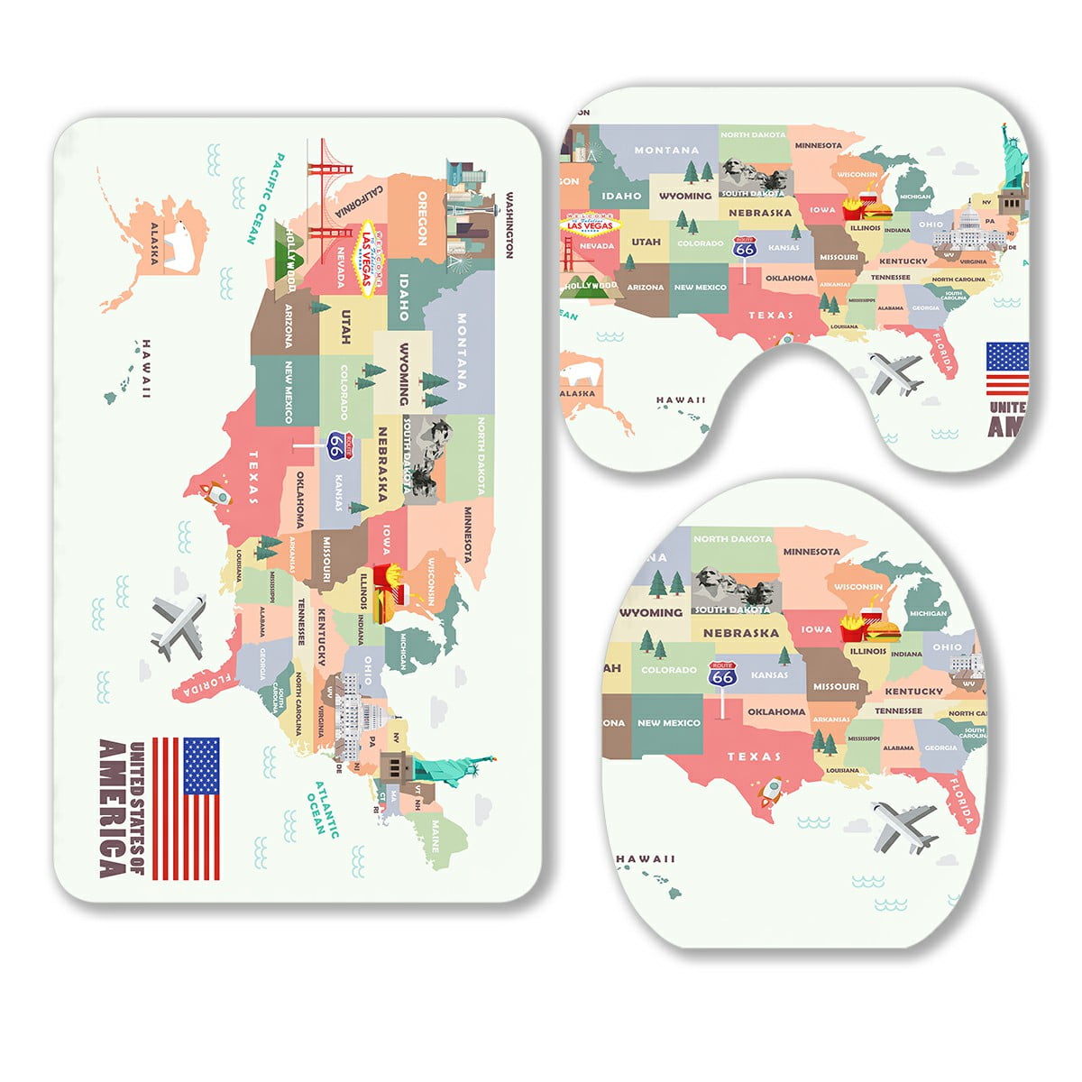 ABPHQTO Map Of The United States Of America With Famous Attractions 3 ...