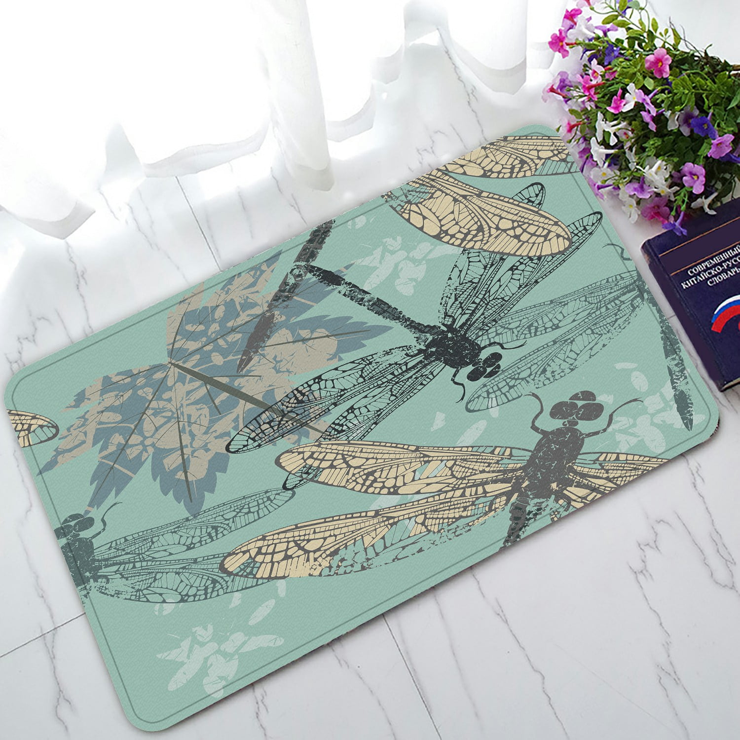 ABPHQTO Maple Leaf Dragonflies Doormat Entrance Rug Area Rug Floor Mat ...