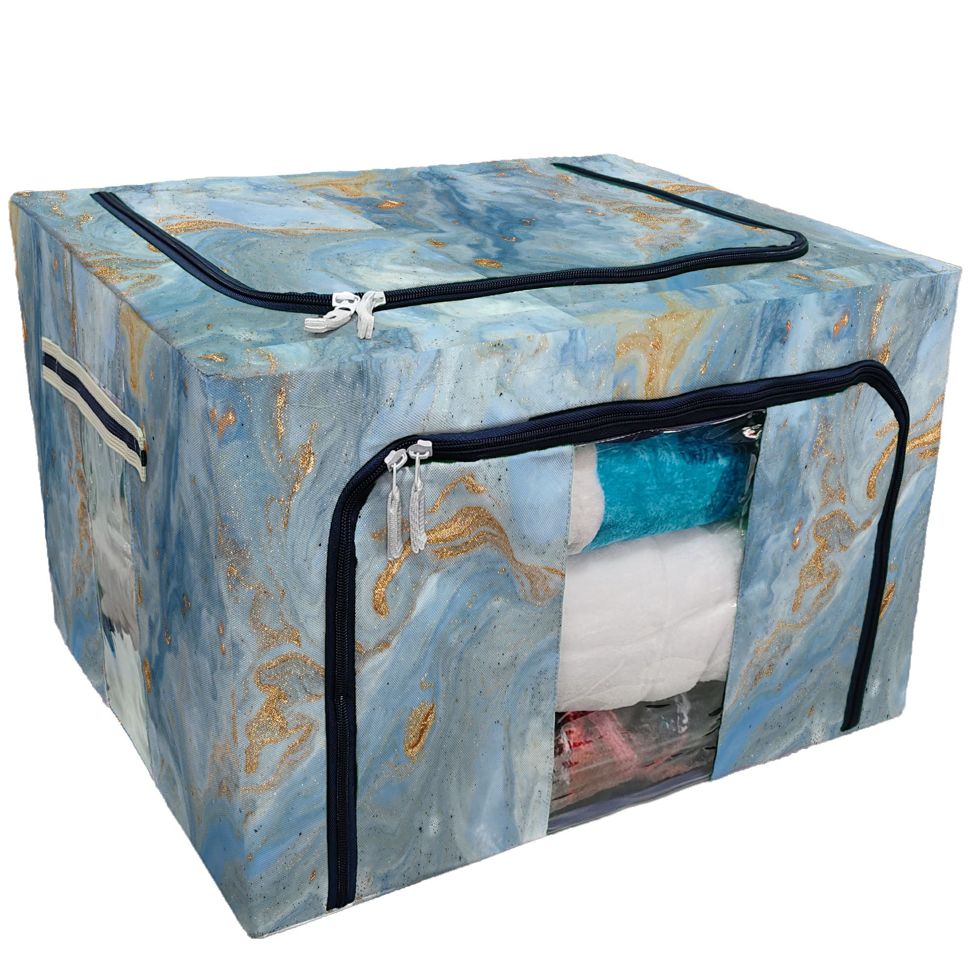 ABPHQTO Marble Texture Eastern Technique Ebru Storage Bag Clear Window ...