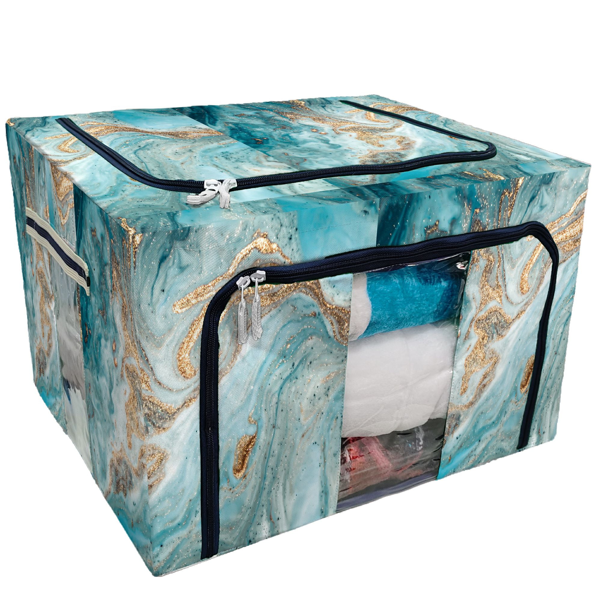ABPHQTO Marble Texture Eastern Technique Ebru Storage Bag Clear Window ...