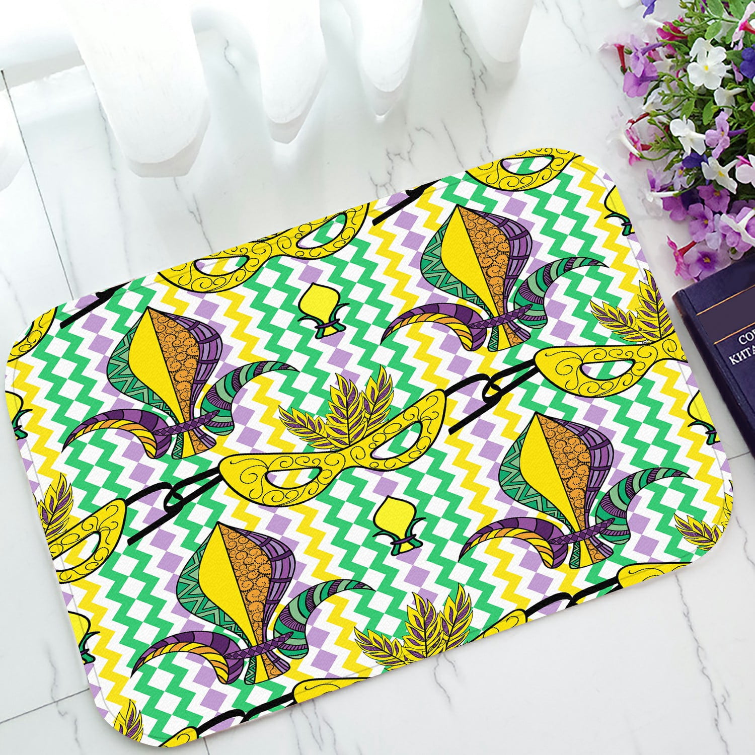 ABPHQTO Mardi Gras Colorful Carnival Mask Fleur De Lis Doormat Entrance ...