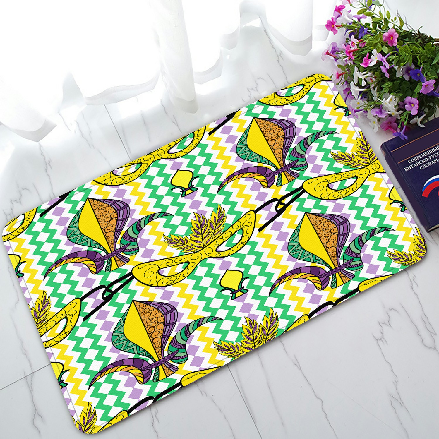 ABPHQTO Mardi Gras Colorful Carnival Mask Fleur De Lis Doormat Entrance ...