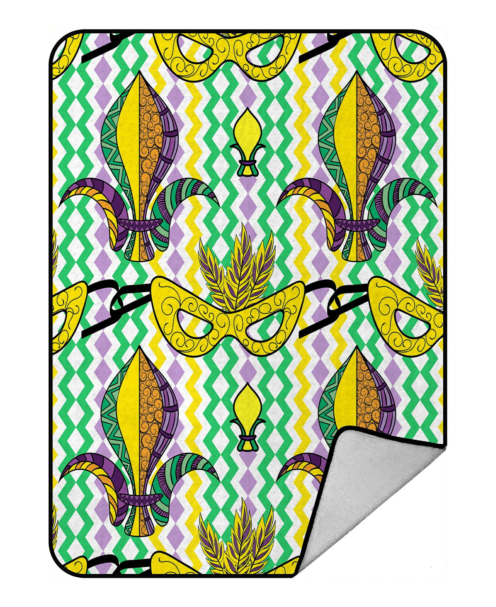 ABPHQTO Mardi Gras Colorful Carnival Mask Fleur De Lis Fleece Blanket ...