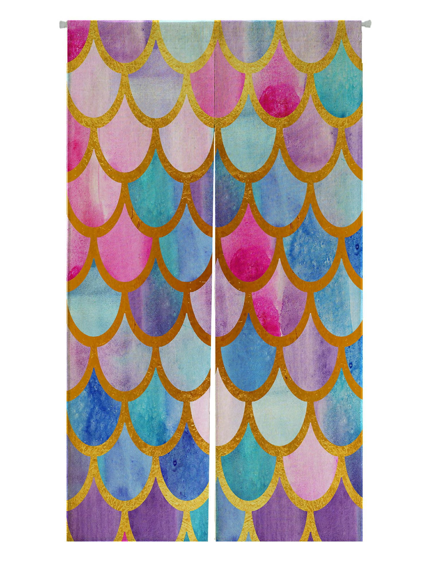 ABPHQTO Mermaid Scales Fish Scales Bright Summer Japanese Noren Curtain ...