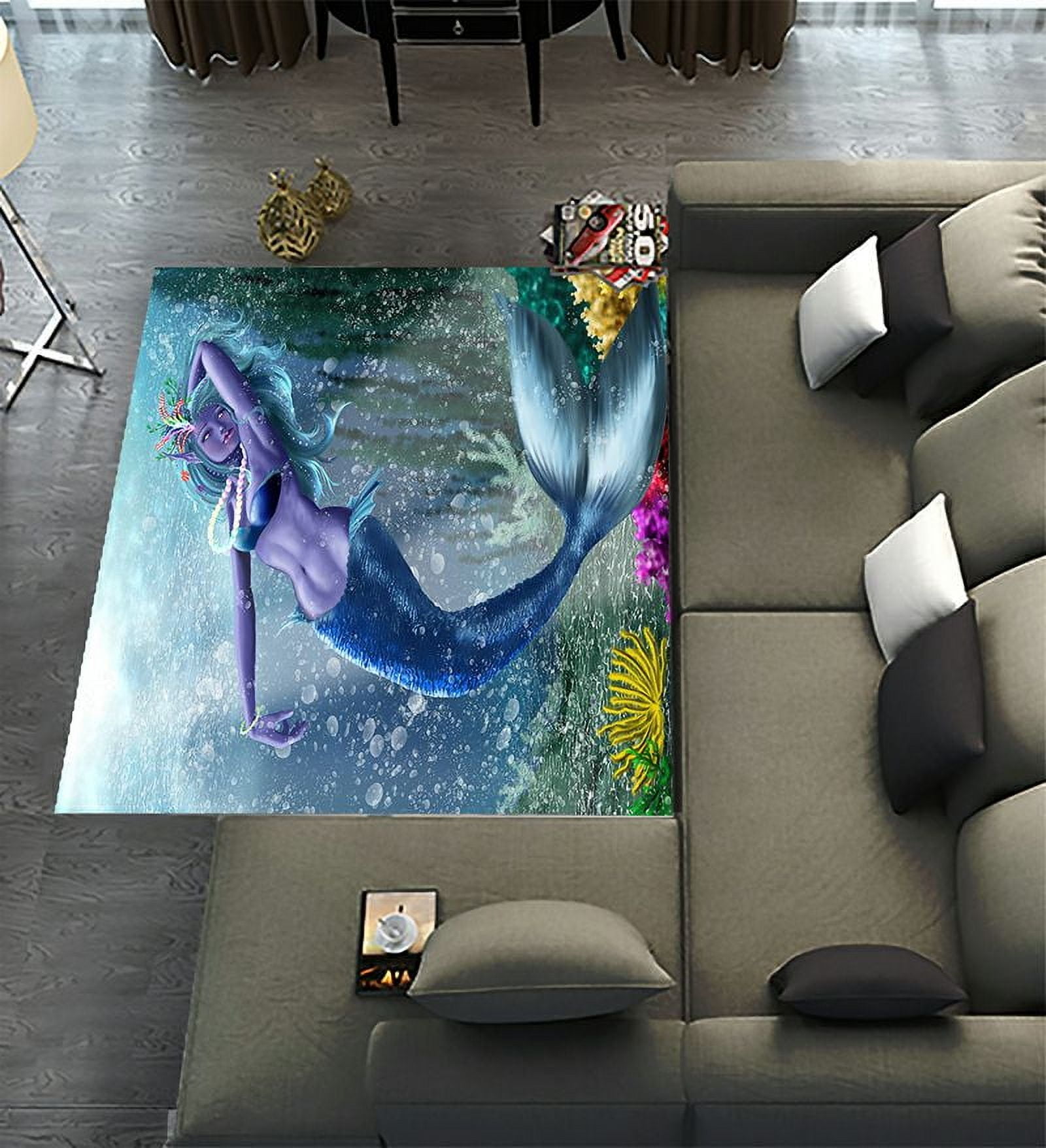 ABPHQTO Mermaid Under Sea Area Rugs 2 x 3ft Floor Carpet Mat for Living ...