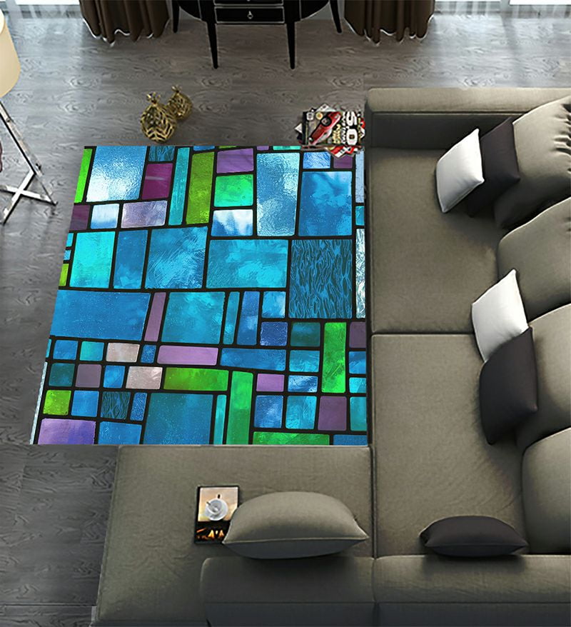ABPHQTO Multicolored Stained Glass Window Irregular Block Area Rugs 6 x ...