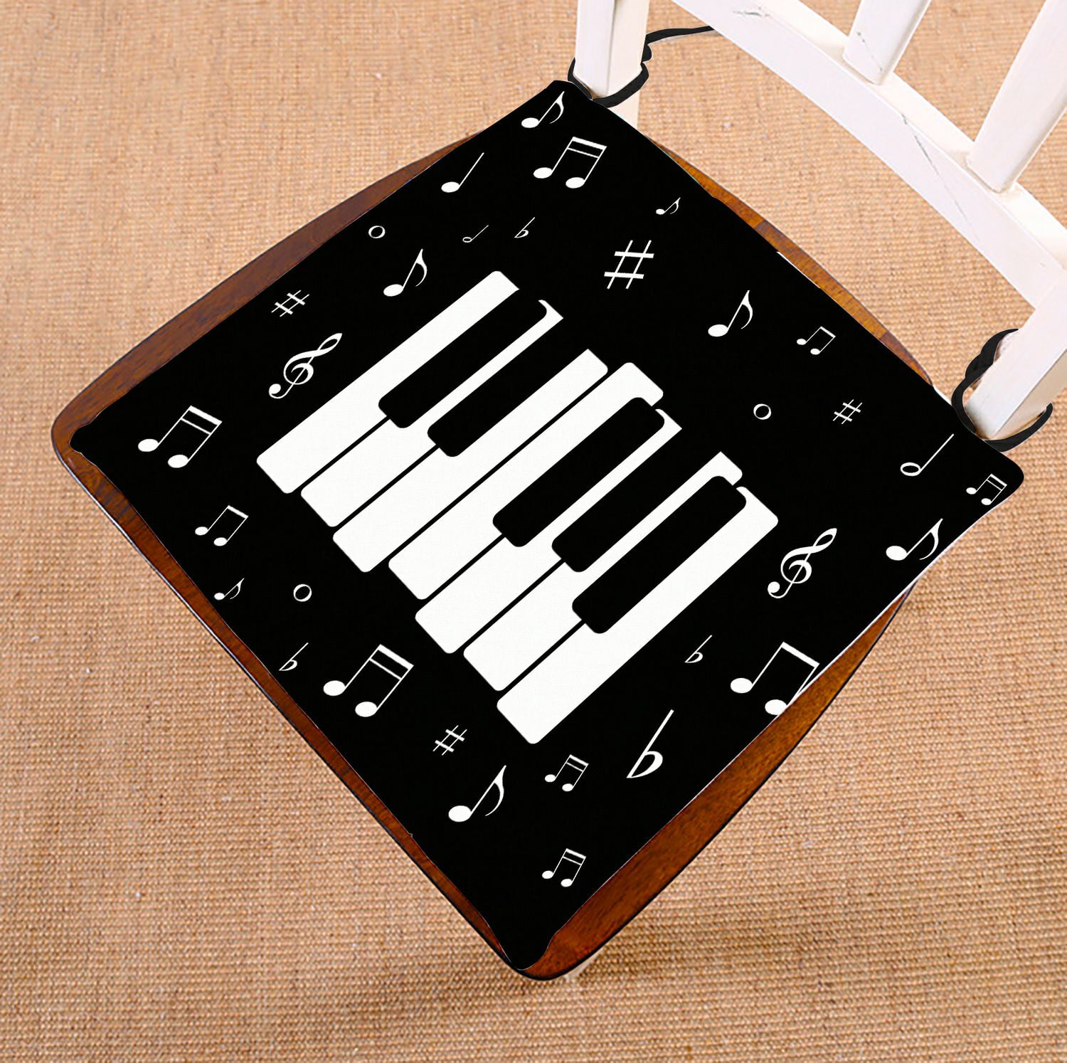 ABPHQTO Music Icon With Piano And Musical Notes Chair Pad Seat Cushion ...