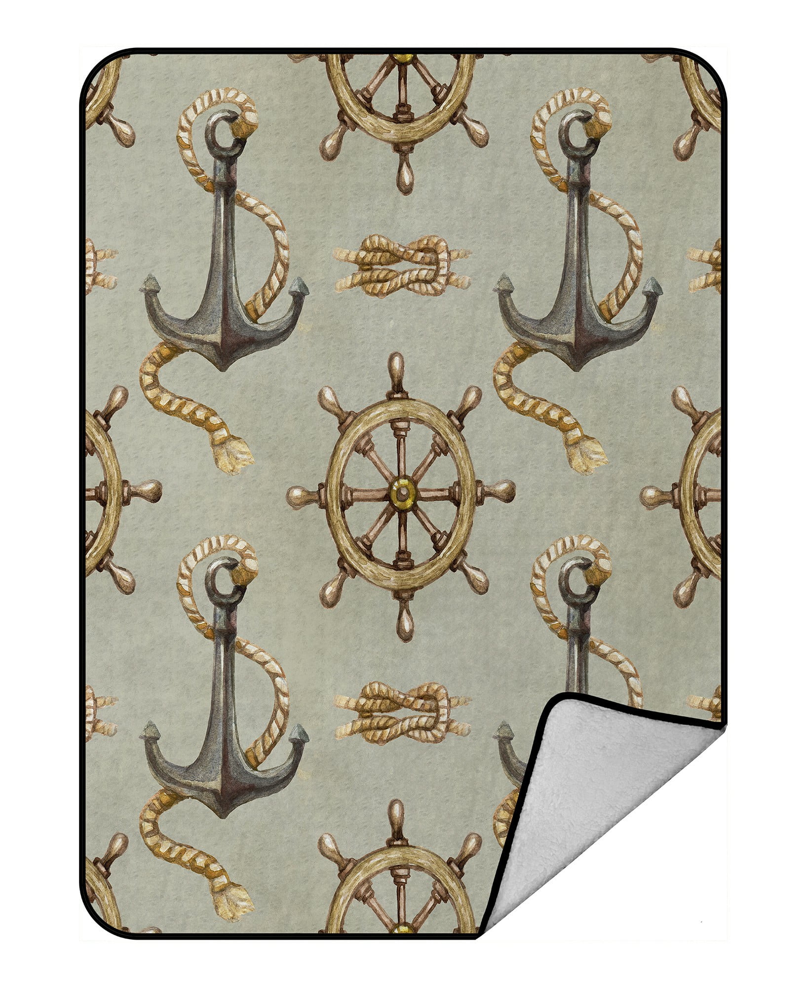 ABPHQTO Nautical Pattern Fleece Blanket Fleece Back Throw Blanket 58x80 ...