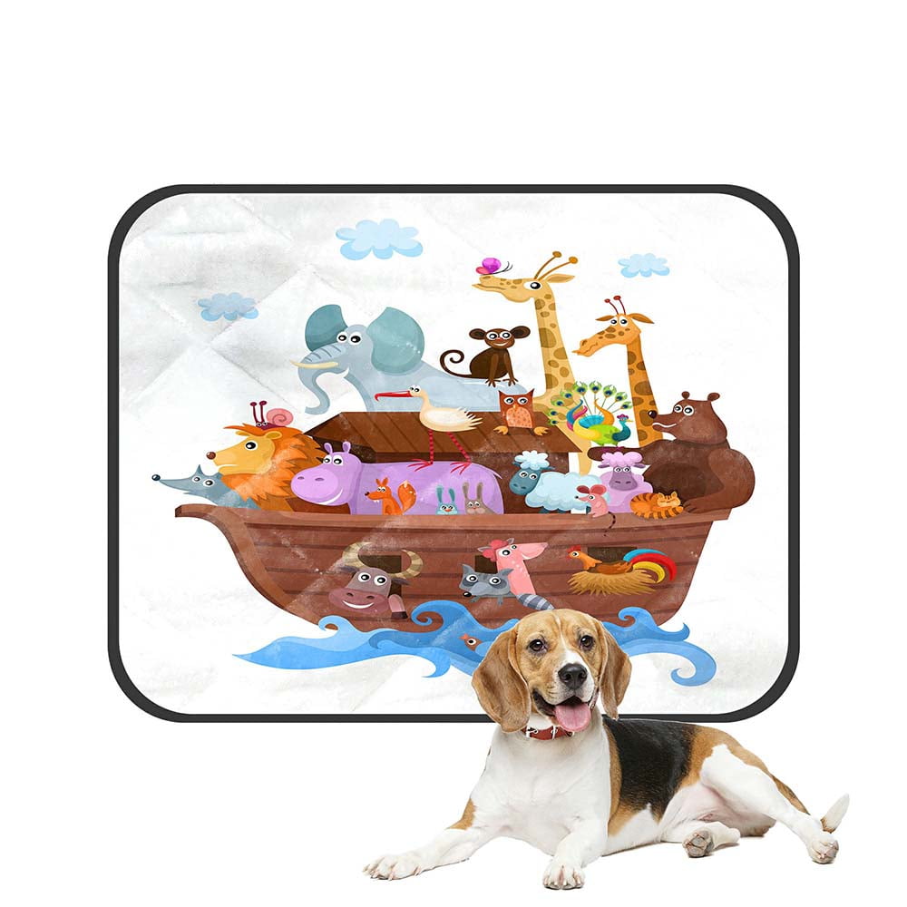ABPHQTO Noah'S Ark Cute Cartoon Animals Pet Dog Cat Bed Pee Pads Mat ...