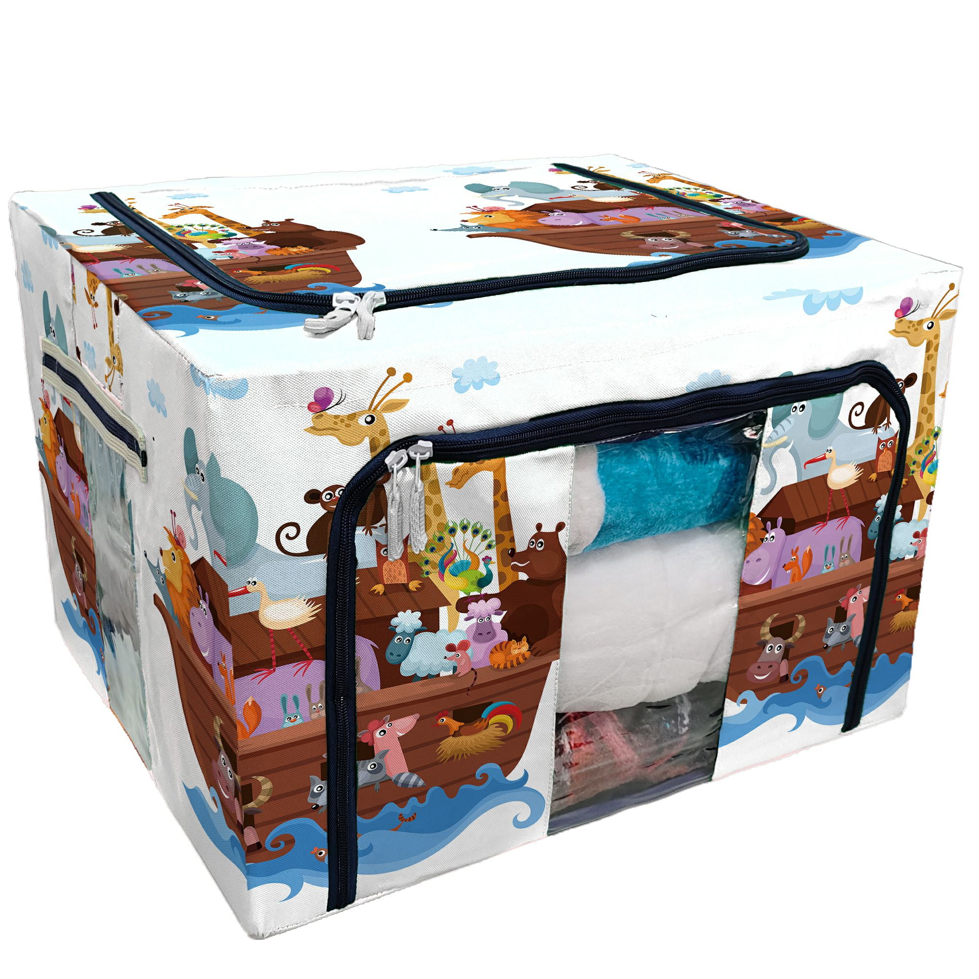 ABPHQTO Noah'S Ark Cute Cartoon Animals Storage Bag Clear Window ...
