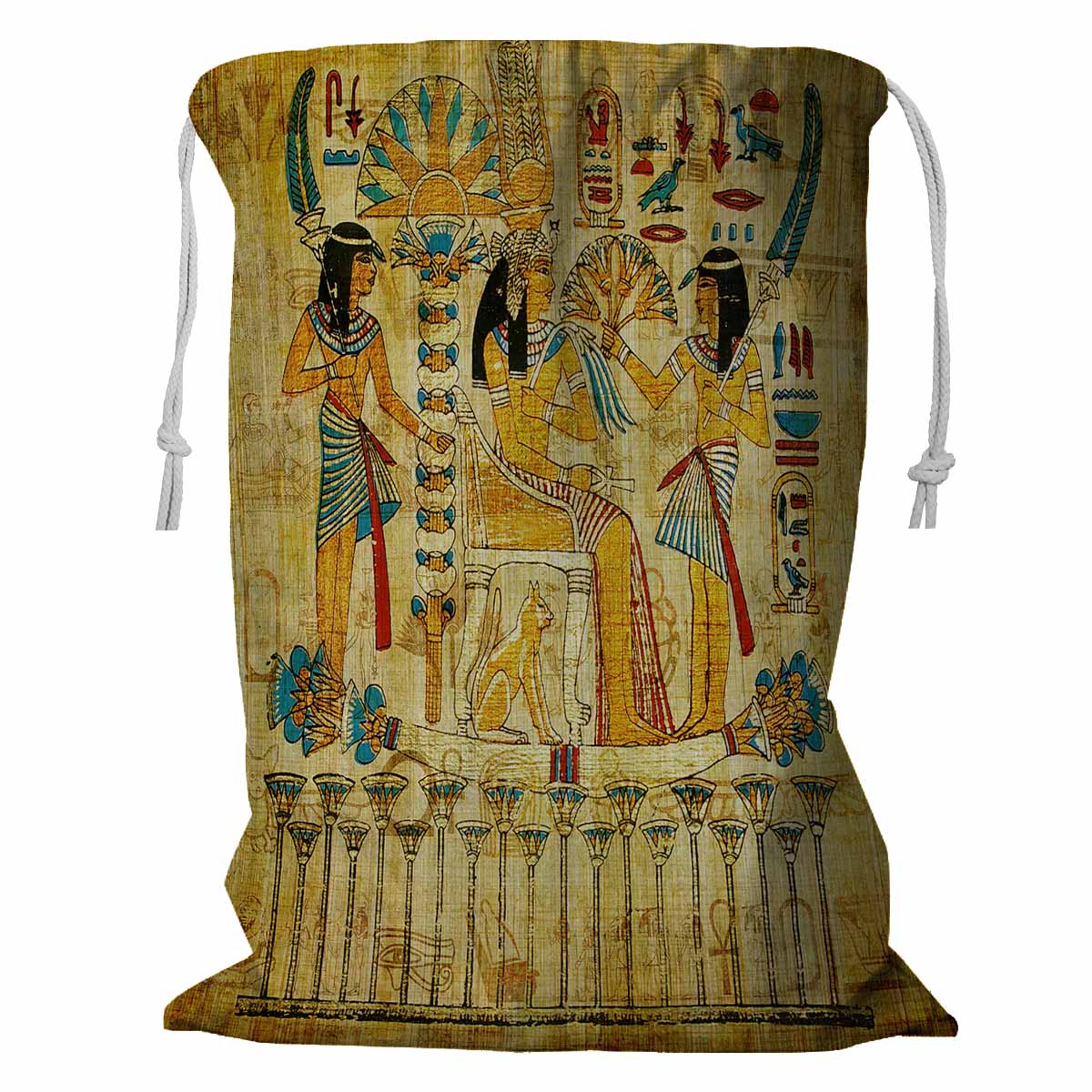 ABPHQTO Old Egyptian Papyrus Storage Basket Laundry Bag with Drawstring ...