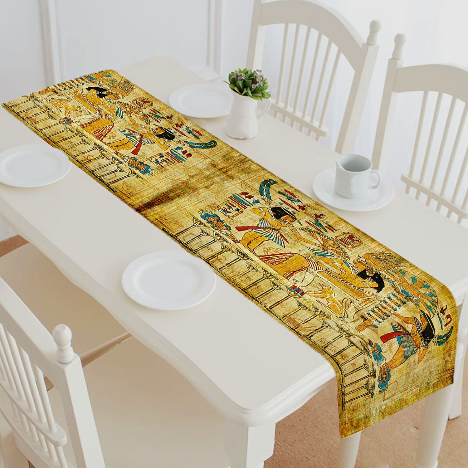 ABPHQTO Old Egyptian Papyrus Table Runner Placemat Tablecloth For Home ...