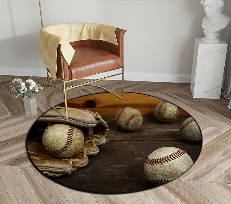 ABPHQTO Old Vintage Baseball Shallow Focus Round Area Rugs Diameter 3 x ...