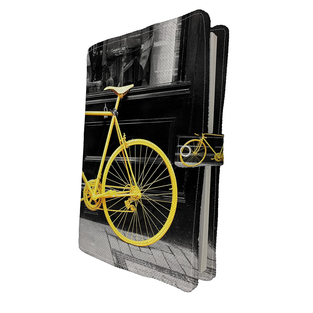 ABPHQTO Old Yellow Bike Window Coffee Shop Book Cover Book Protector ...