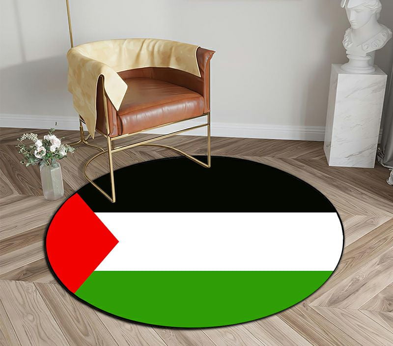 ABPHQTO Palestinian Flag Round Area Rugs Diameter 5 x 5ft Floor Carpet ...