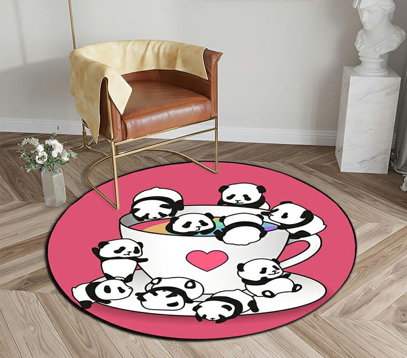 ABPHQTO Panda Bear Round Area Rugs Diameter 3.3 x 3.3ft Floor Carpet ...