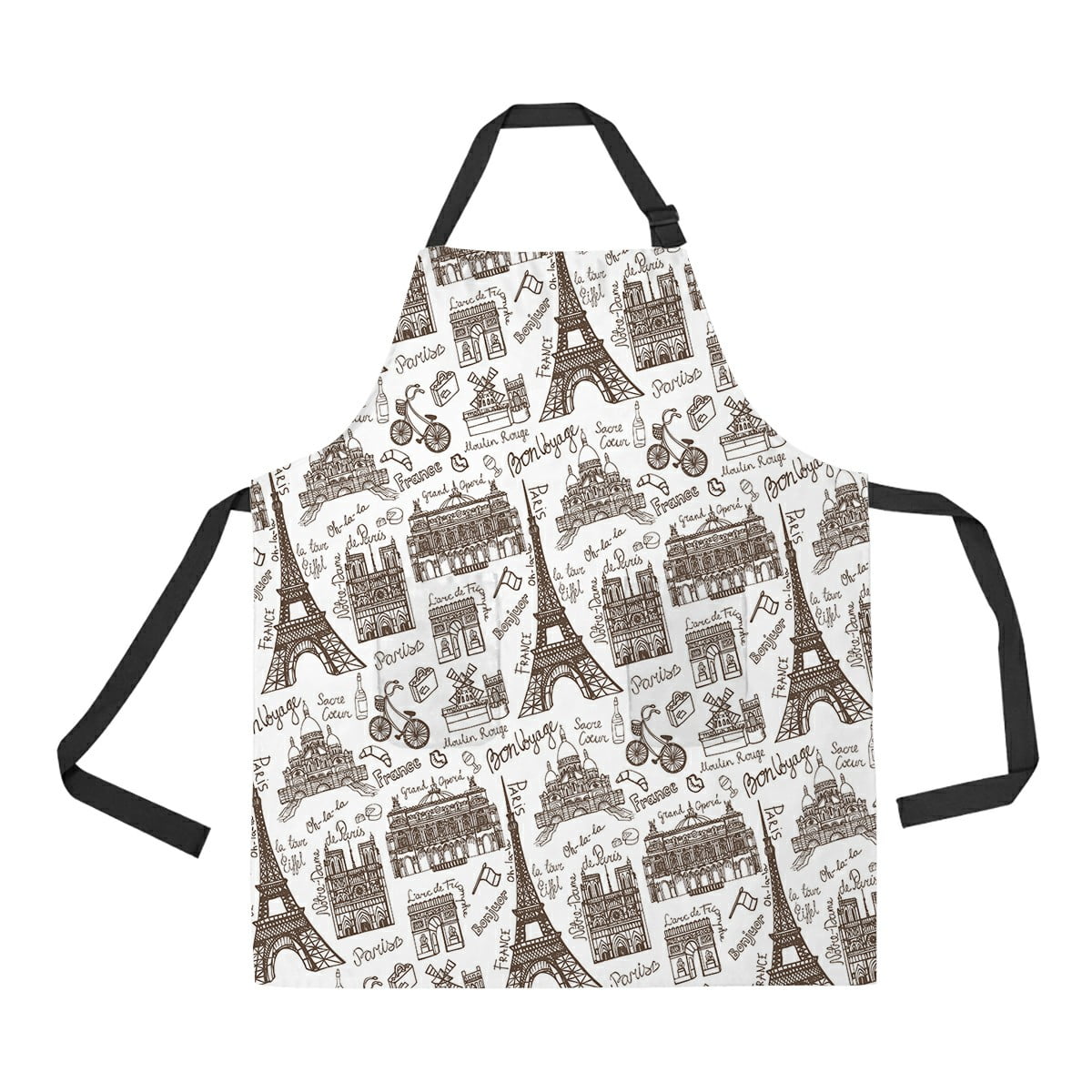 ABPHQTO Paris Landmark Lettering Vintage Doodle French Apron Home ...