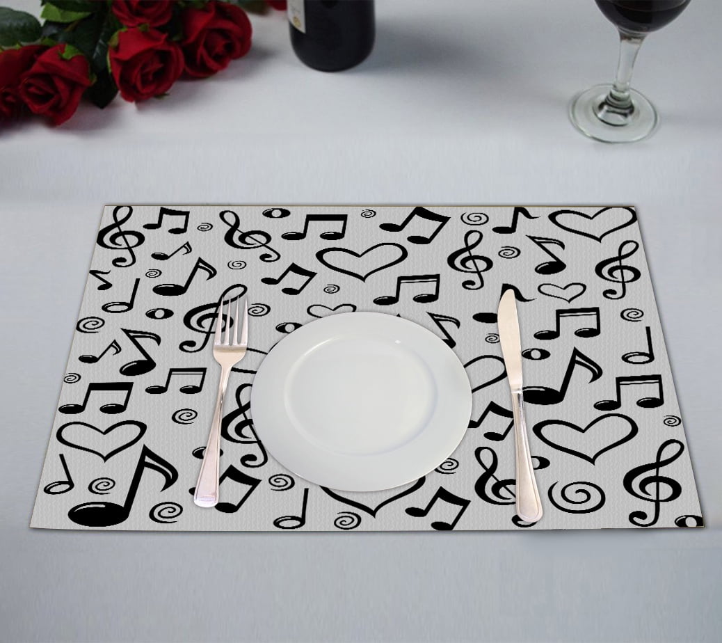 ABPHQTO Pattern Of Musical Notes Placemat 12x18 Inch,Set of 2 Table ...