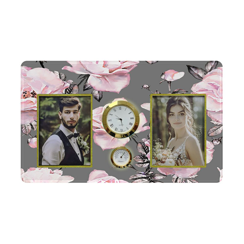ABPHQTO Pink Flowers Leaves On Gray Family Couple Photo Picture Frame ...