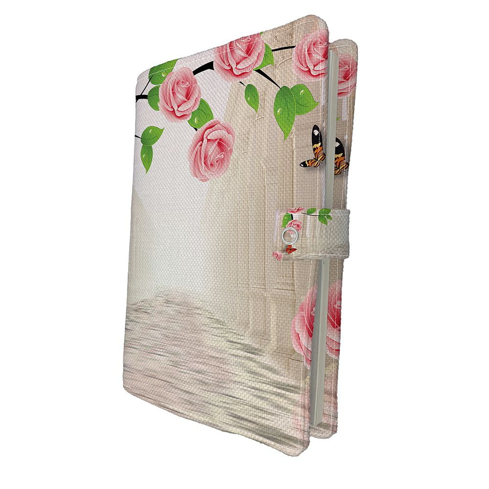 ABPHQTO Pink Roses Two Rows Stand In The Water Butterflies Book Cover ...