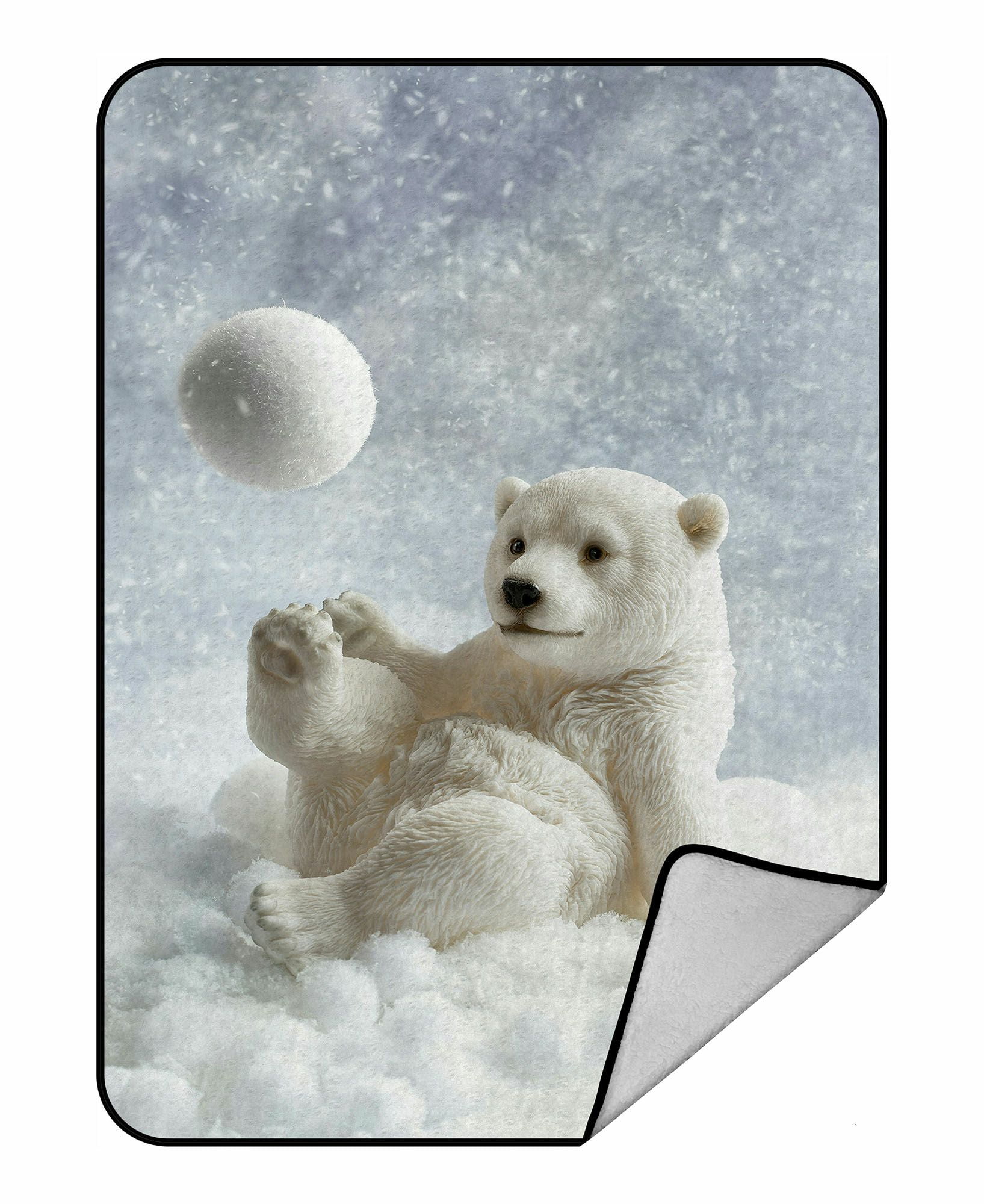 ABPHQTO Polar Bear Winter Playing Snowball Fleece Blanket Fleece Back ...