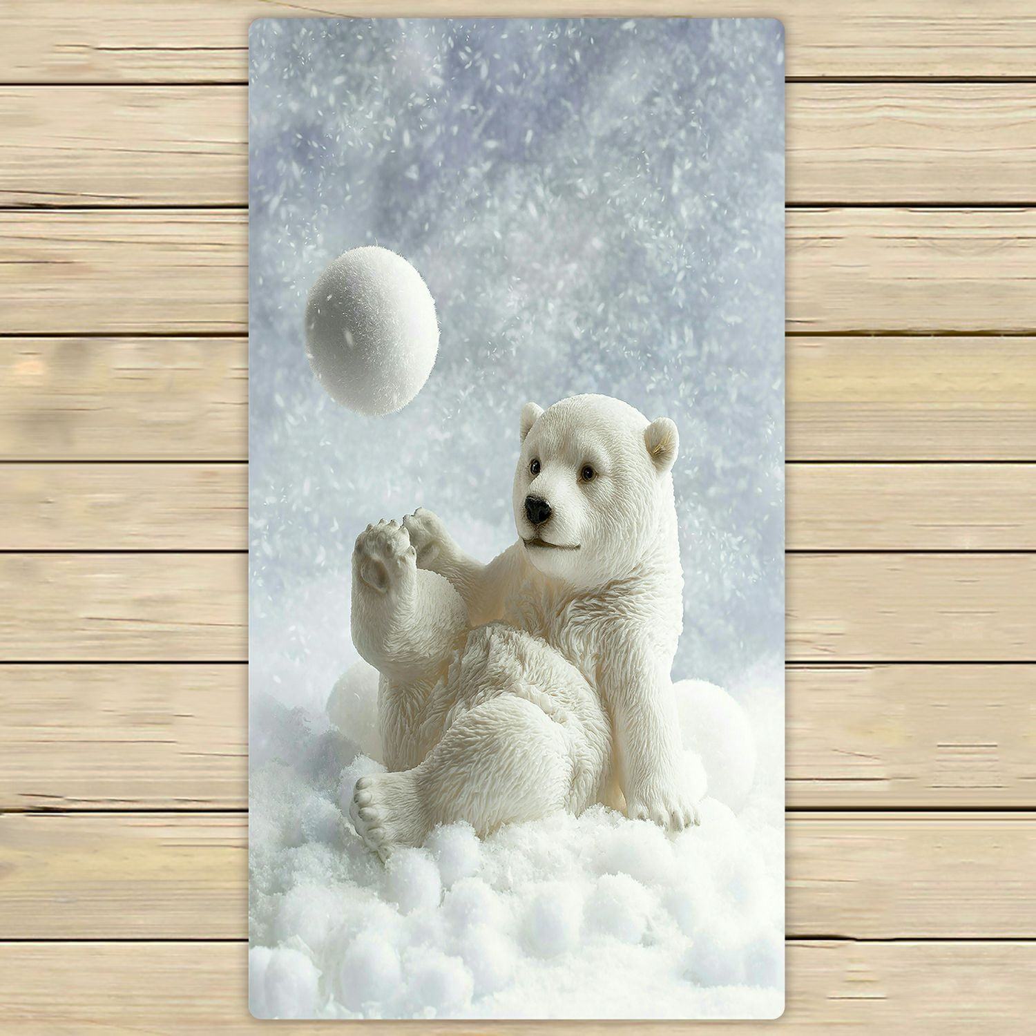 ABPHQTO Polar Bear Winter Playing Snowball Towels Beach Bath Pool Sprot ...