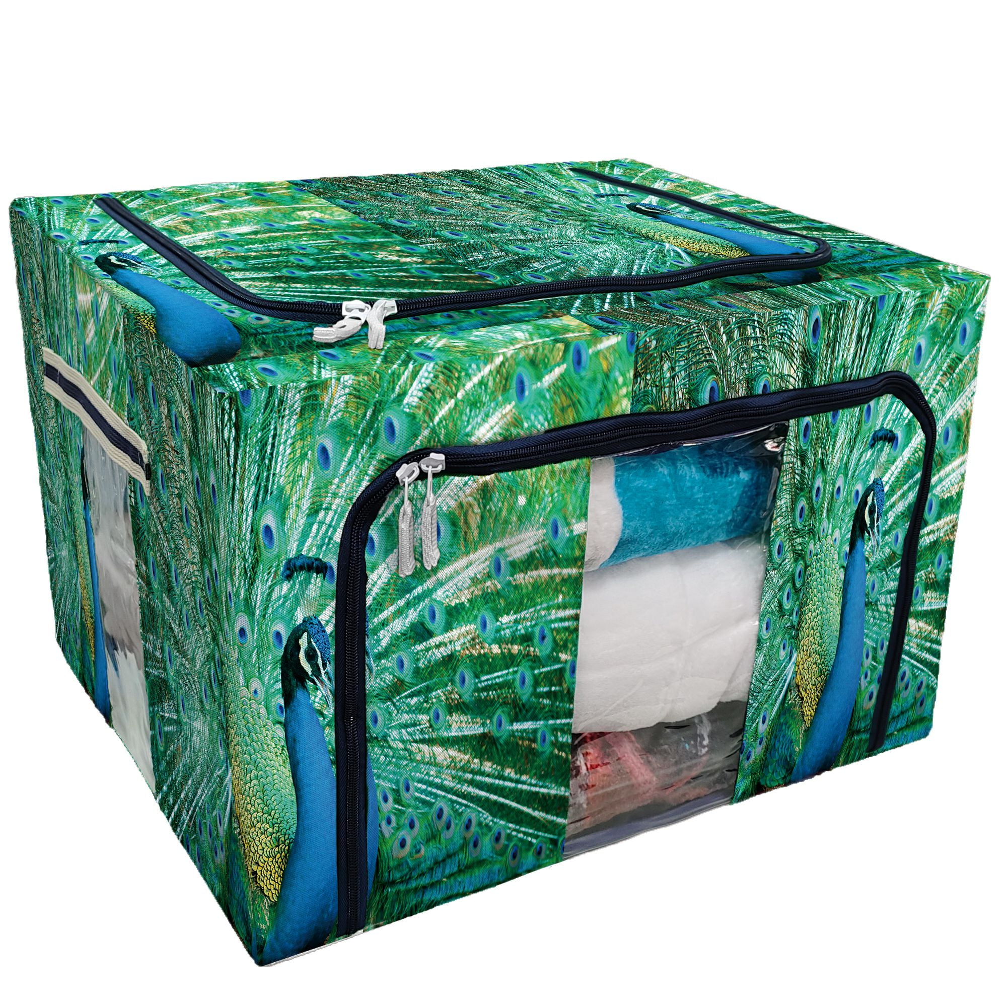 ABPHQTO Portrait Of Peacock With Feathers Out Storage Bag Clear Window ...